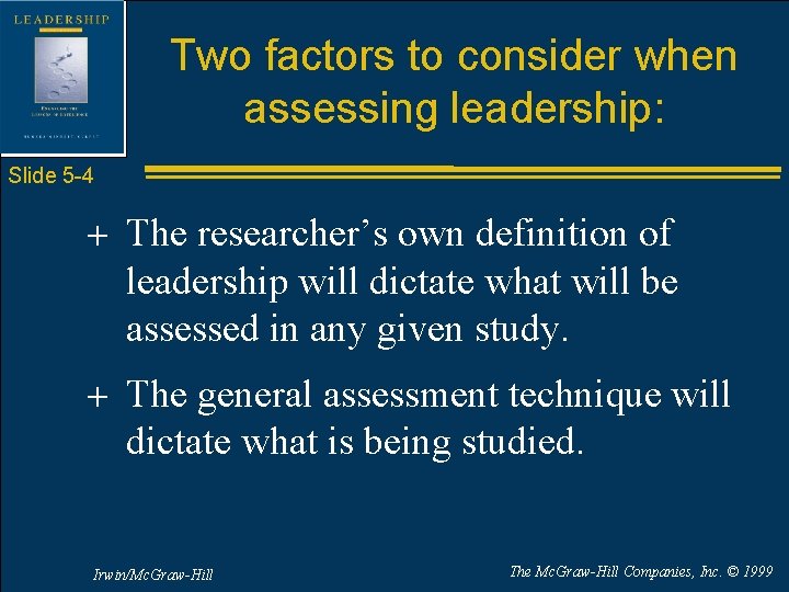 Chapter 5 Slide 5 1 Assessing Leadership and