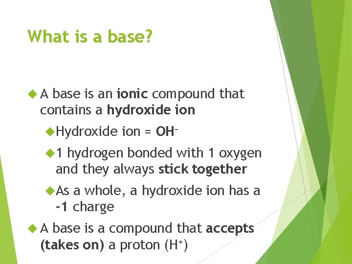Goals Explain the differences between acids and bases