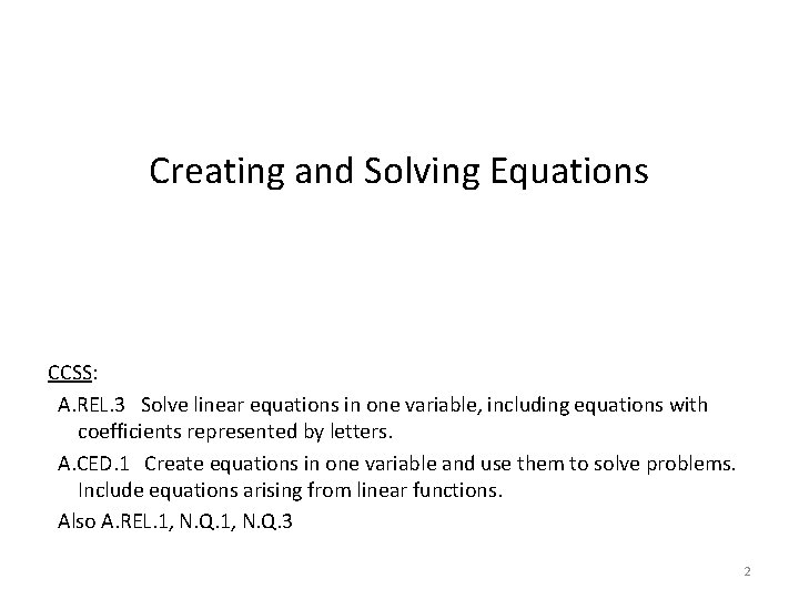 Algebra Unit 1 2 Creating and Solving Equations