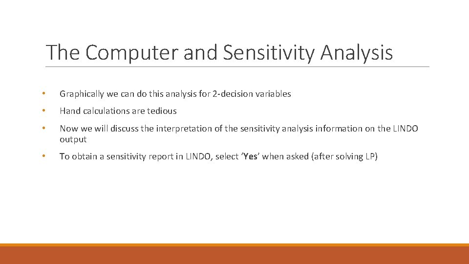 Operation Research OR RG 753 Sensitivity Analysis October