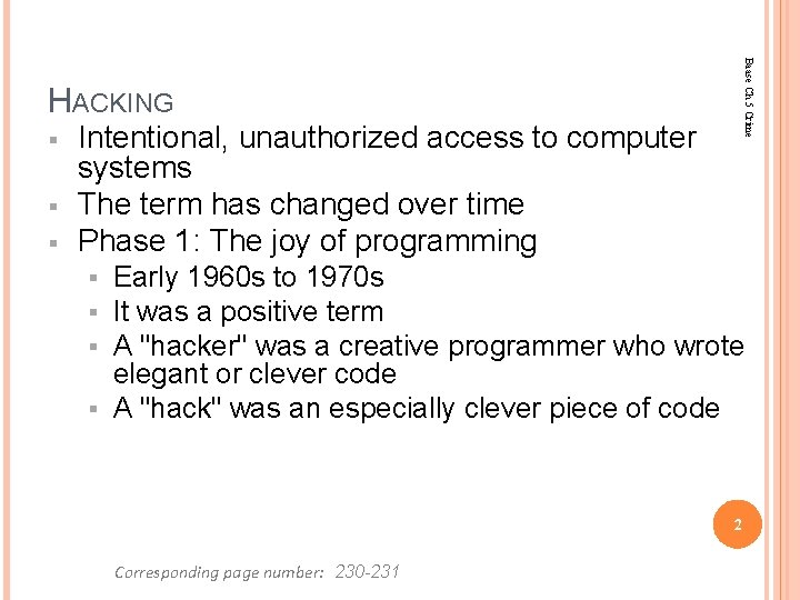 Baase Ch 5 Crime THIS PRESENTATION WALKS YOU