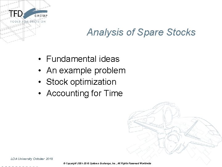 Modern Spares Analysis For NonSpecialists Robert Butler Presented