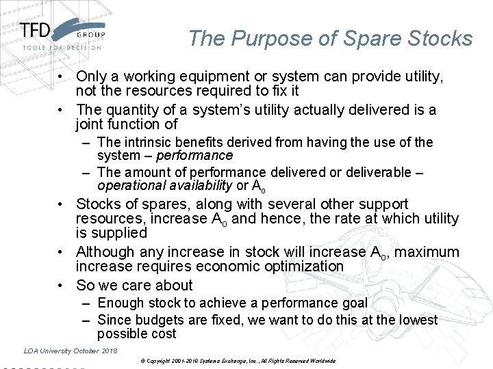 Modern Spares Analysis For NonSpecialists Robert Butler Presented