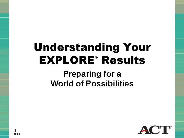 Understanding Your EXPLORE Results Preparing for a World