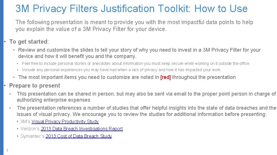 3 M Privacy Filters Justification Toolkit How to