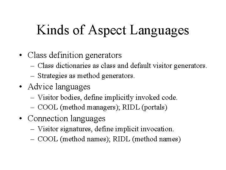 XAspects slides Crosscutting of concerns ordinary program better