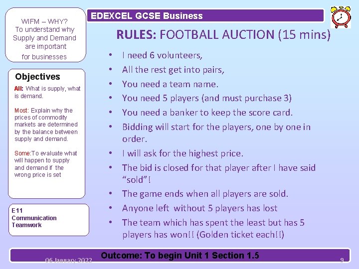 WIFM WHY To understand why Supply and Demand