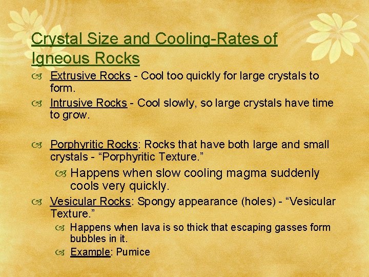 Table of Contents Title Classification of Igneous Rocks