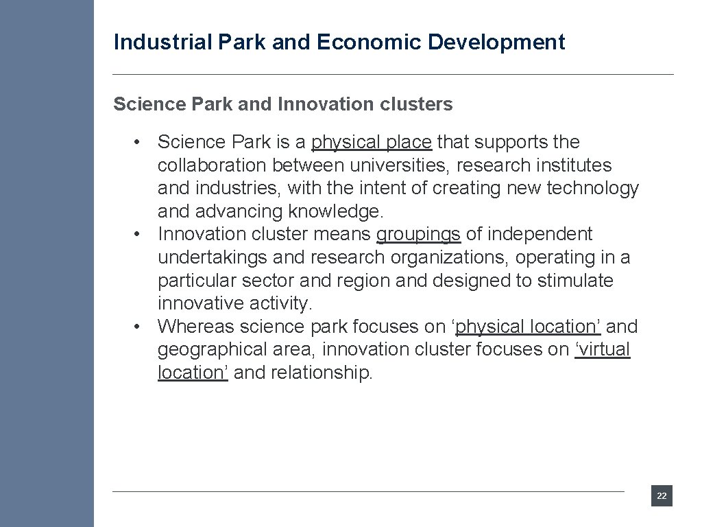 Industrial Park and Economic Development Industrial Park and