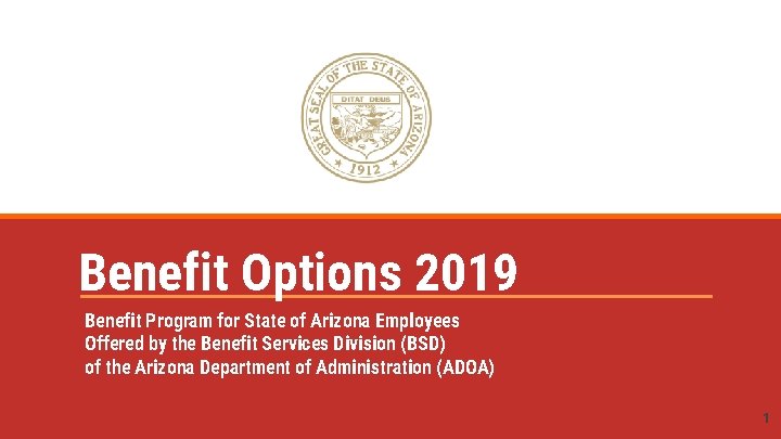 Benefit Options 2019 Benefit Program for State of