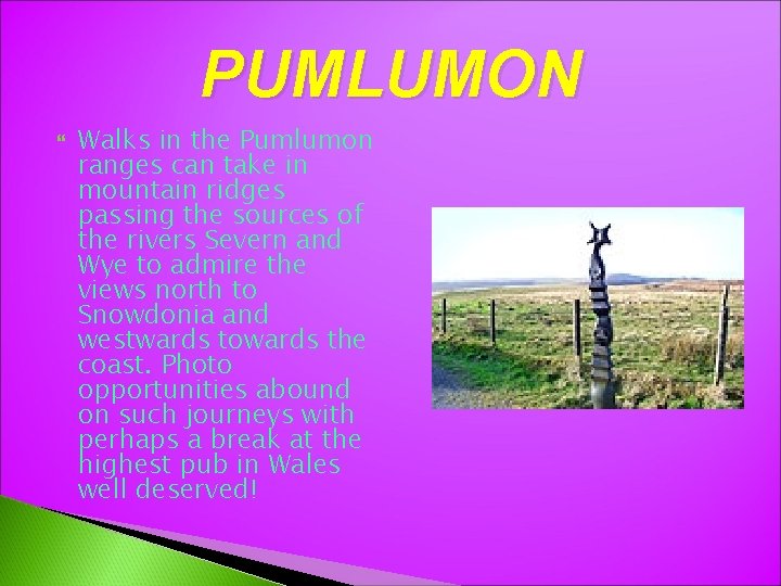 SIGHTSEEINGS OF WALES Hills Mountains CAMBRIAN MOUNTAINS Spending