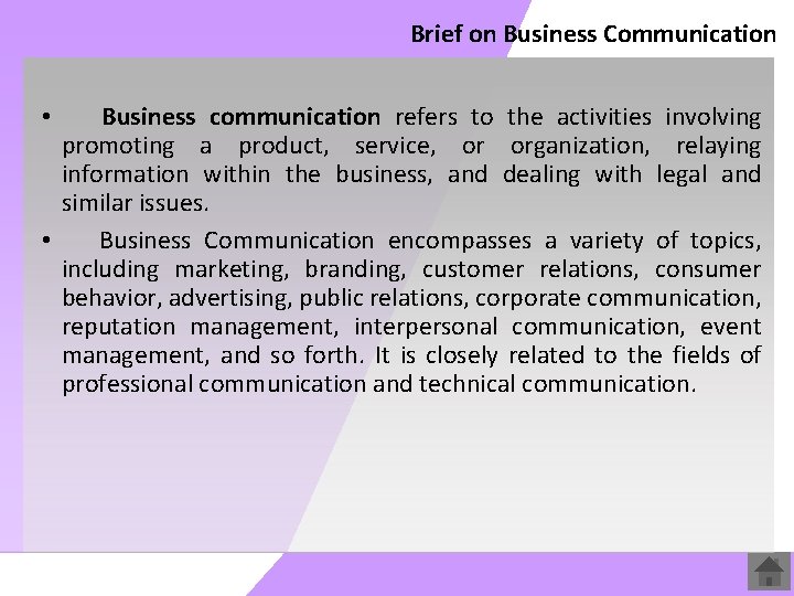 Unit 4 Communication Contents Brief on Business Communication