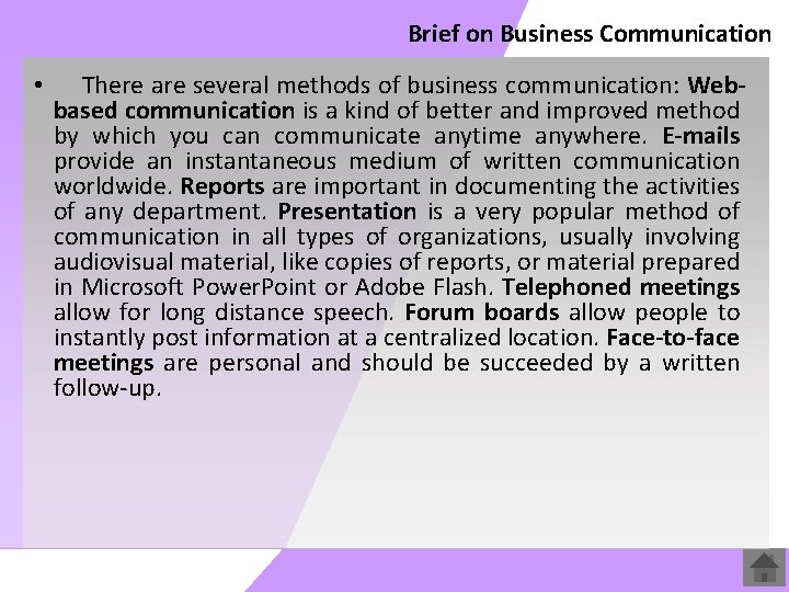 Unit 4 Communication Contents Brief on Business Communication