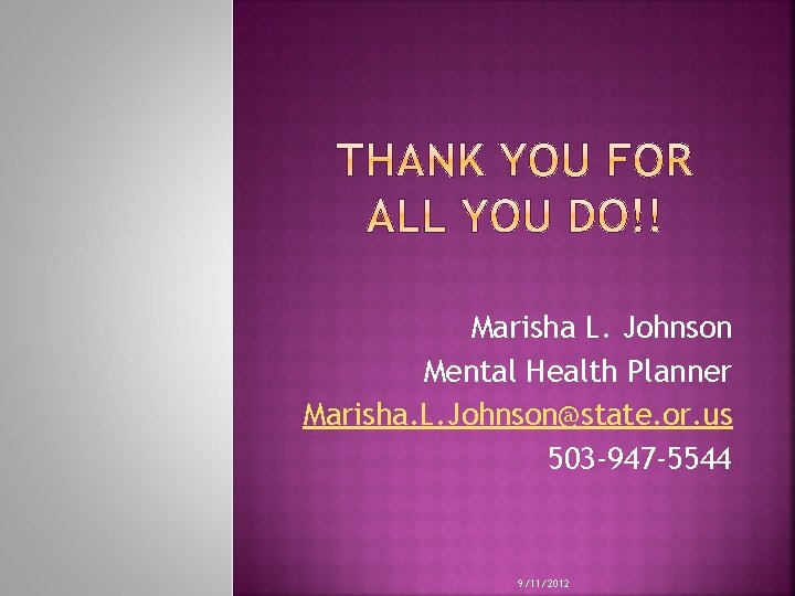 Marisha L Johnson Mental Health Planner Oregon Health