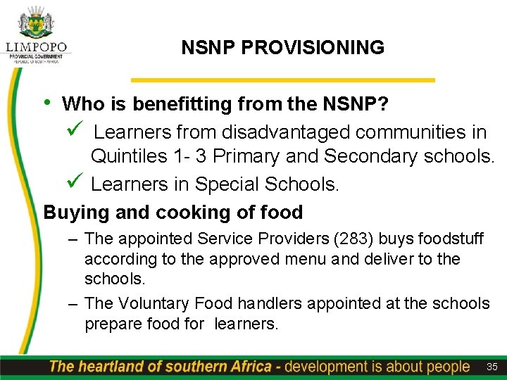 LIMPOPO DEPARTMENT OF EDUCATION PRESENTATION TO THE SELECT