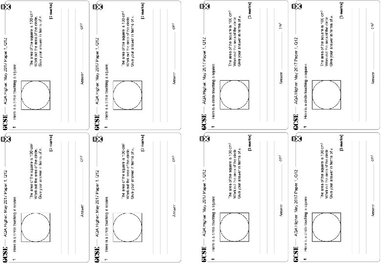 Area Perimeter Polygons Circles Higher GCSE Questions AQA