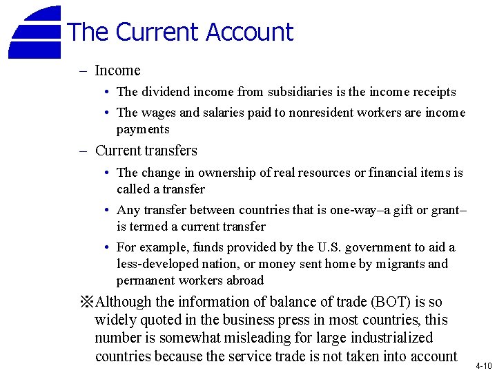 Chapter 4 International Business Transaction The Balance of