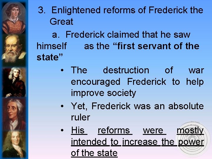 3 Enlightened reforms of Frederick the Great a