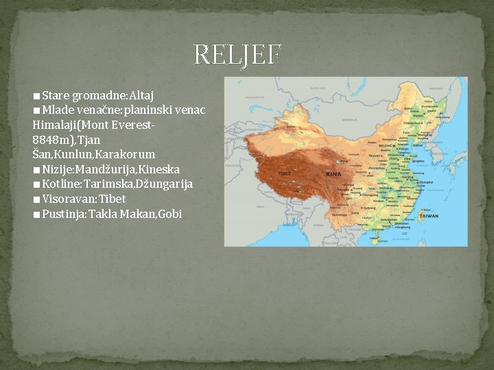 NARODNA REPUBLIKA KINA OSNOVNI PODACI Glavni grad Peking