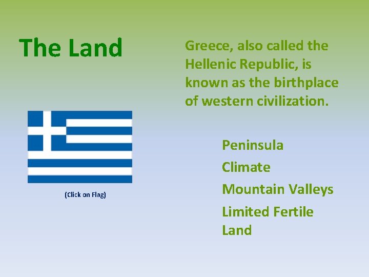 EXPLORING THE MEDITERRAIN GREEK GEOGRAPHY CONTENTS Connecticut Standards