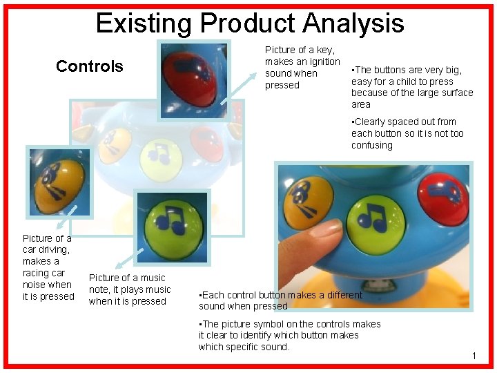 Existing Product Analysis Controls Picture of a key