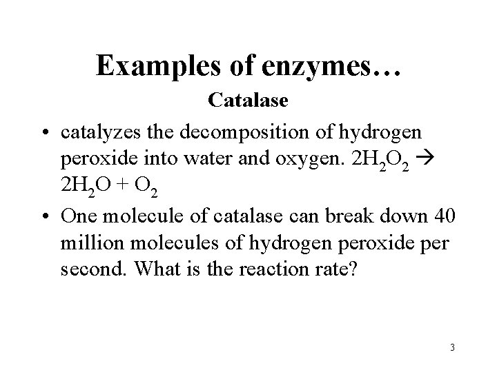 Chapter Three Enzymes 1 Biocatalysts Enzymes are Proteins