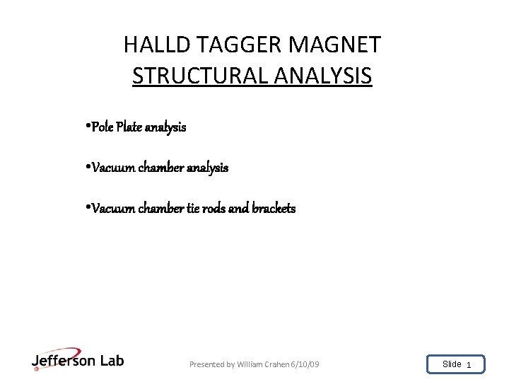 HALLD TAGGER MAGNET STRUCTURAL ANALYSIS Pole Plate analysis