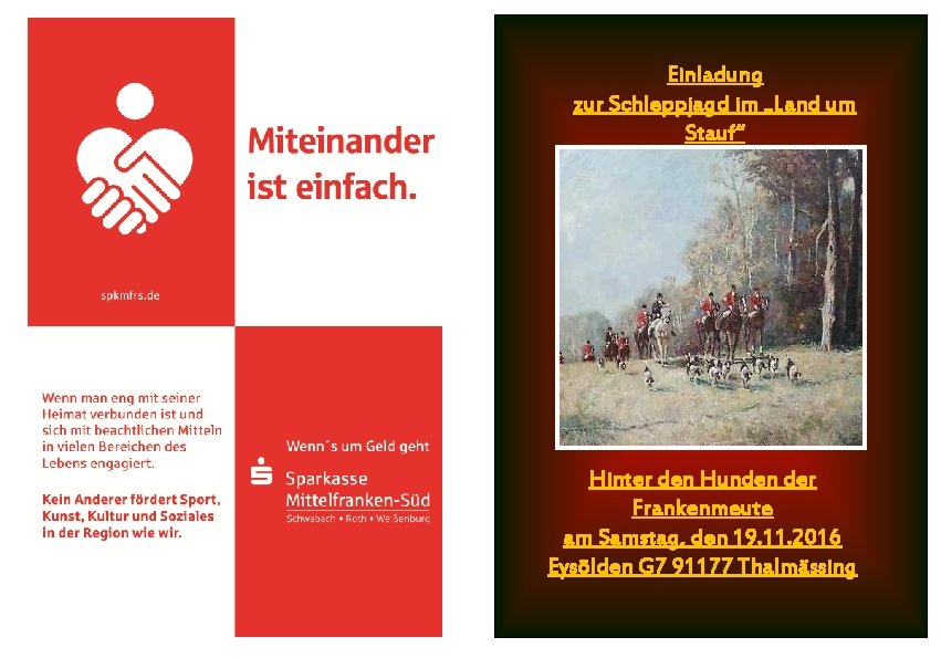 Einladung zur Schleppjagd im Land um Stauf Hinter