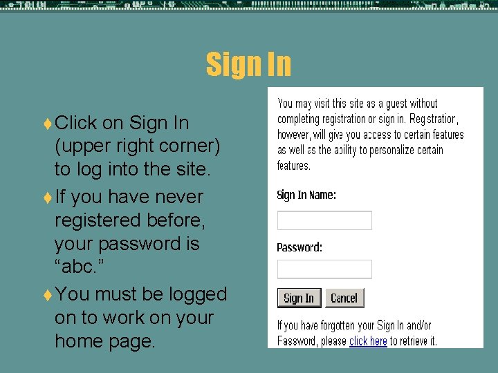 Sign In t Click on Sign In upper
