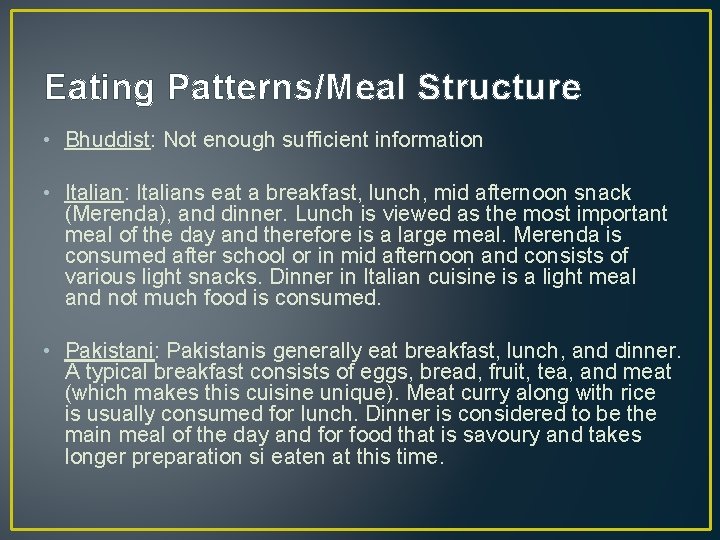 Eating Patterns Around the World Brittany Carde Foods