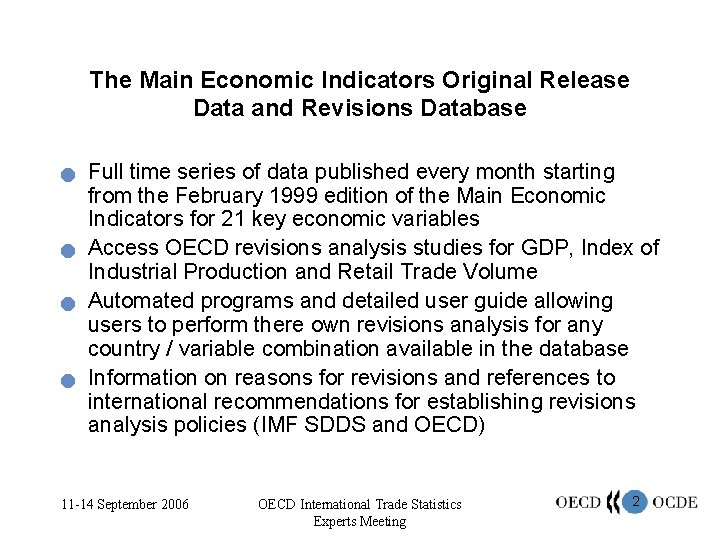 OECD Main Economic Indicators Revisions Analysis Database Richard