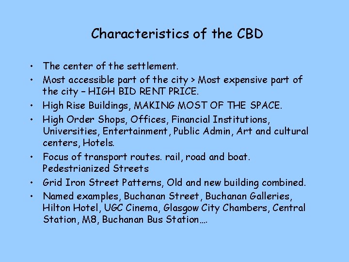 Land Use Zones Case Study Glasgow Higher Geography