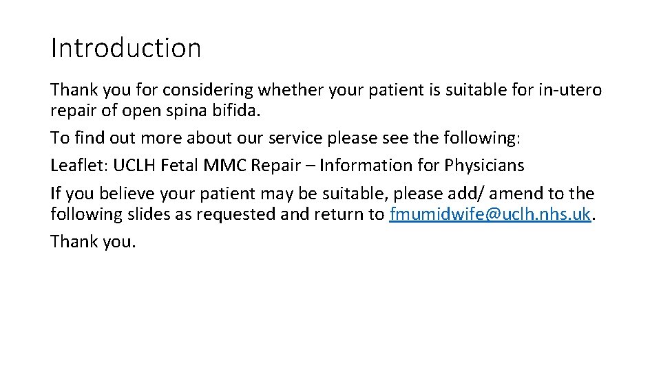 UZ Leuven UCLH Fetal spina bifida repair program