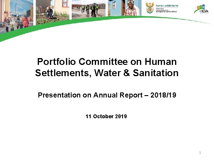 Portfolio Committee on Human Settlements Water Sanitation Presentation