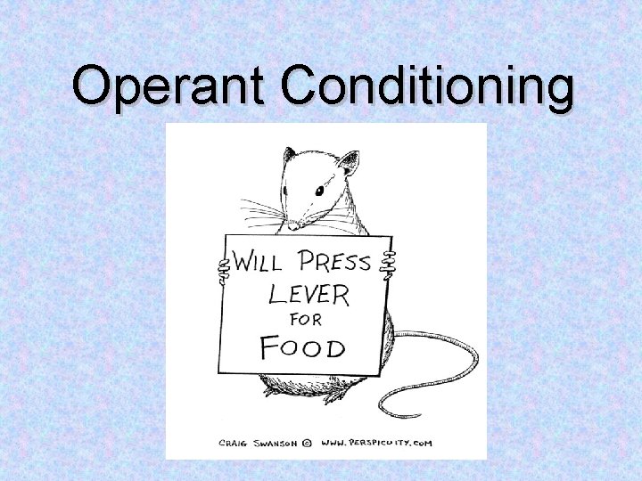 Operant Conditioning Introduction Through classical Pavlov conditioning an