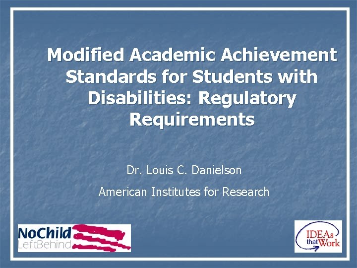 Modified Academic Achievement Standards for Students with Disabilities