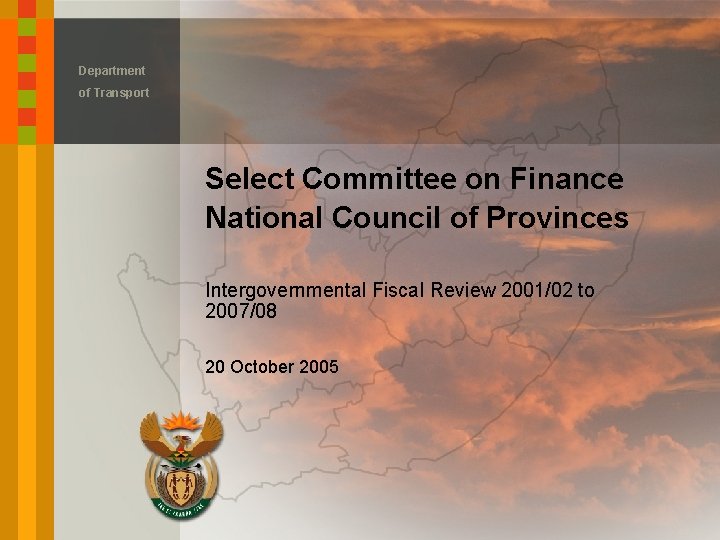 Department of Transport Select Committee on Finance National