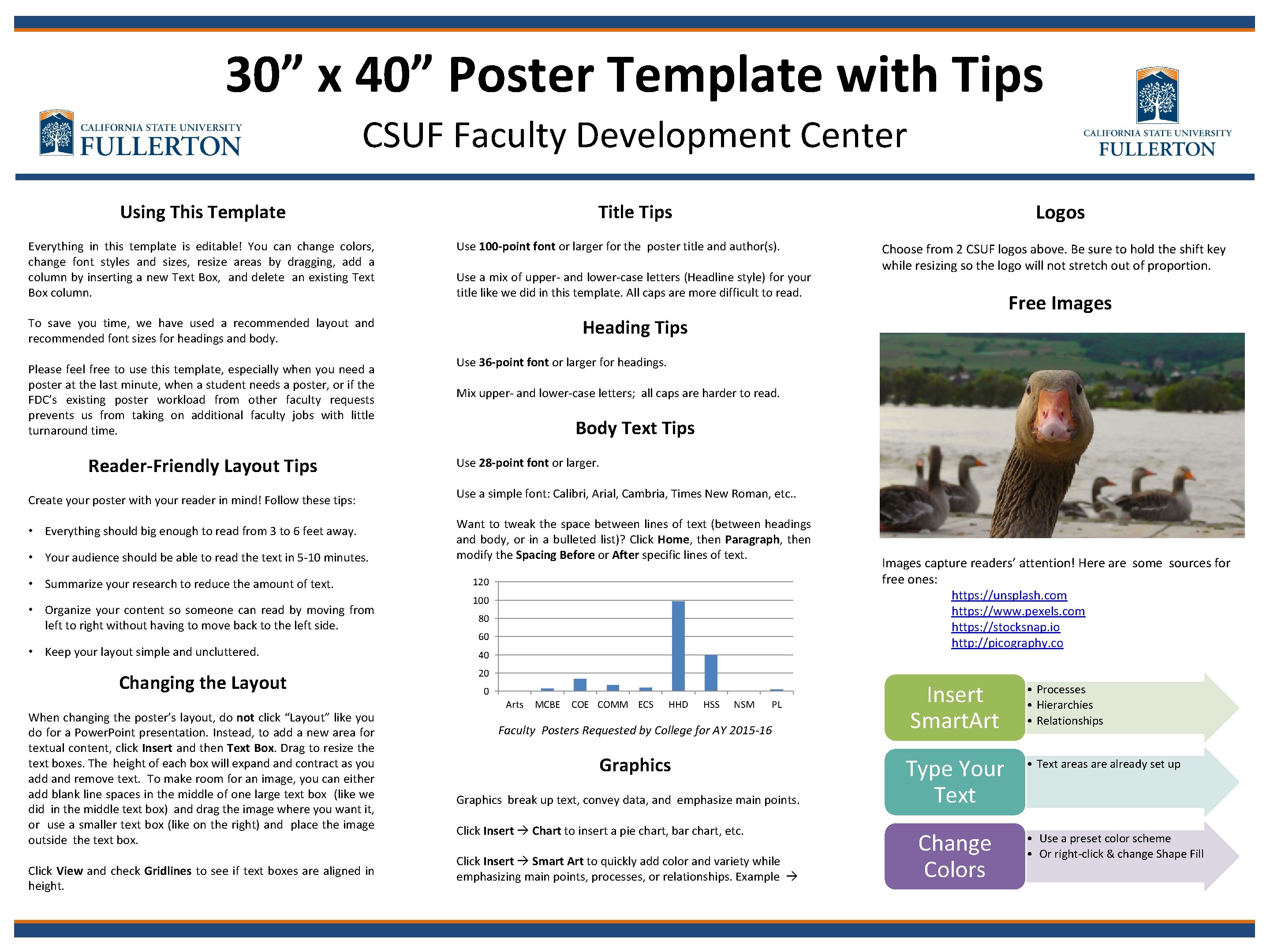 30 x 40 Poster Template with Tips CSUF