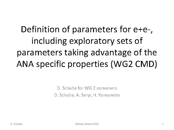 Definition of parameters for ee including exploratory sets