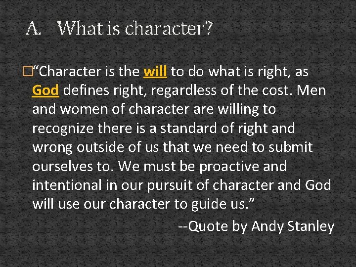 An Introduction to Christian Character Development By Dave