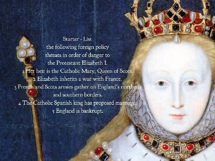 What foreign threats did Elizabeth I face in