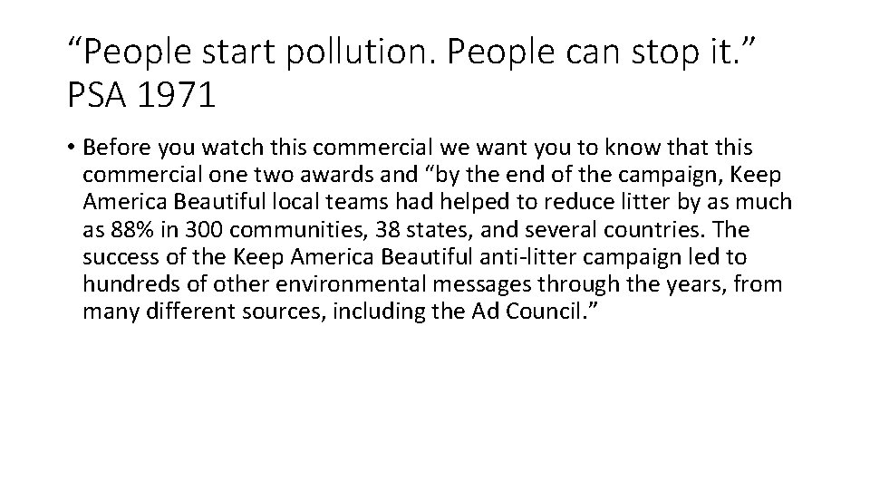 People start pollution People can stop it PSA