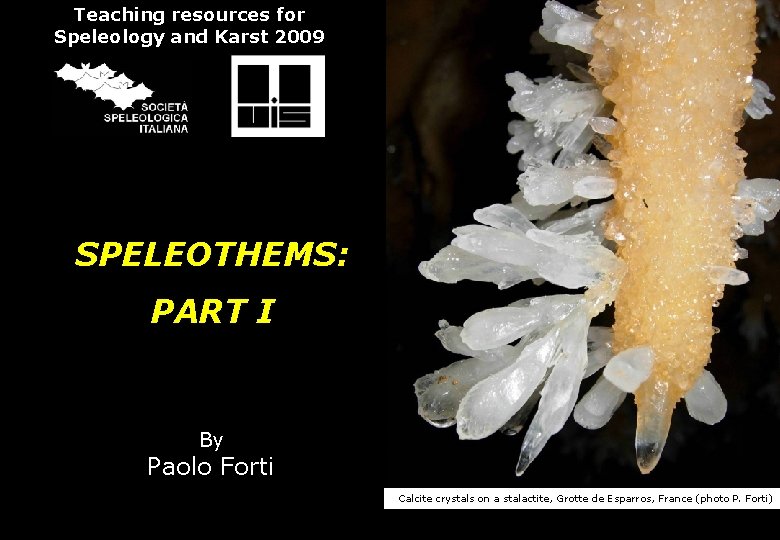 Teaching resources for Speleology and Karst 2009 SPELEOTHEMS