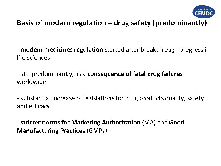 INTRODUCTION BM 5 Short history of drug regulation
