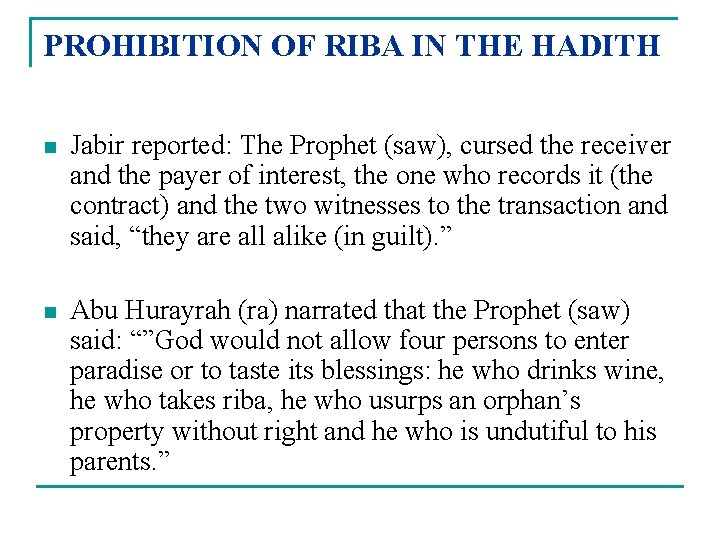 The Concepts Of Interest Usury And Riba q