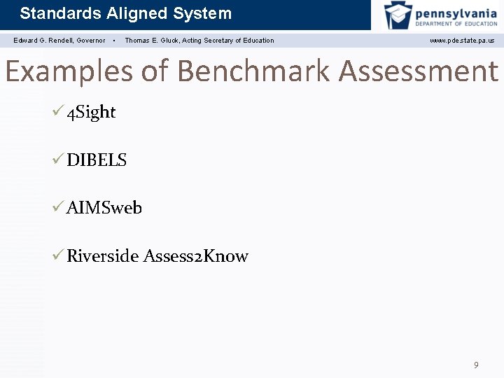 Standards Aligned System Edward G Rendell Governor Thomas