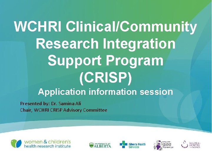 WCHRI ClinicalCommunity Research Integration Support Program CRISP ...