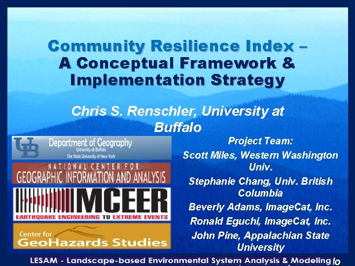 Community Resilience Index A Conceptual Framework Implementation Strategy