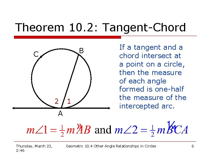 Geometry 10 4 Other Angle Relationships in Circles