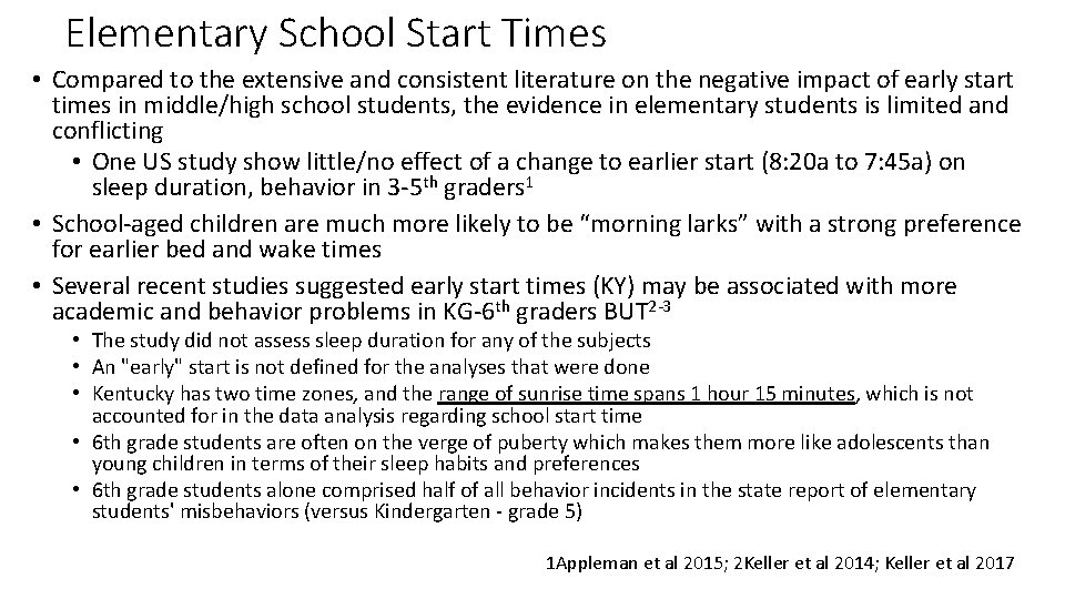 Elementary School Start Times Compared To The Extensive Elementary School Start Times Compared To The Extensive
